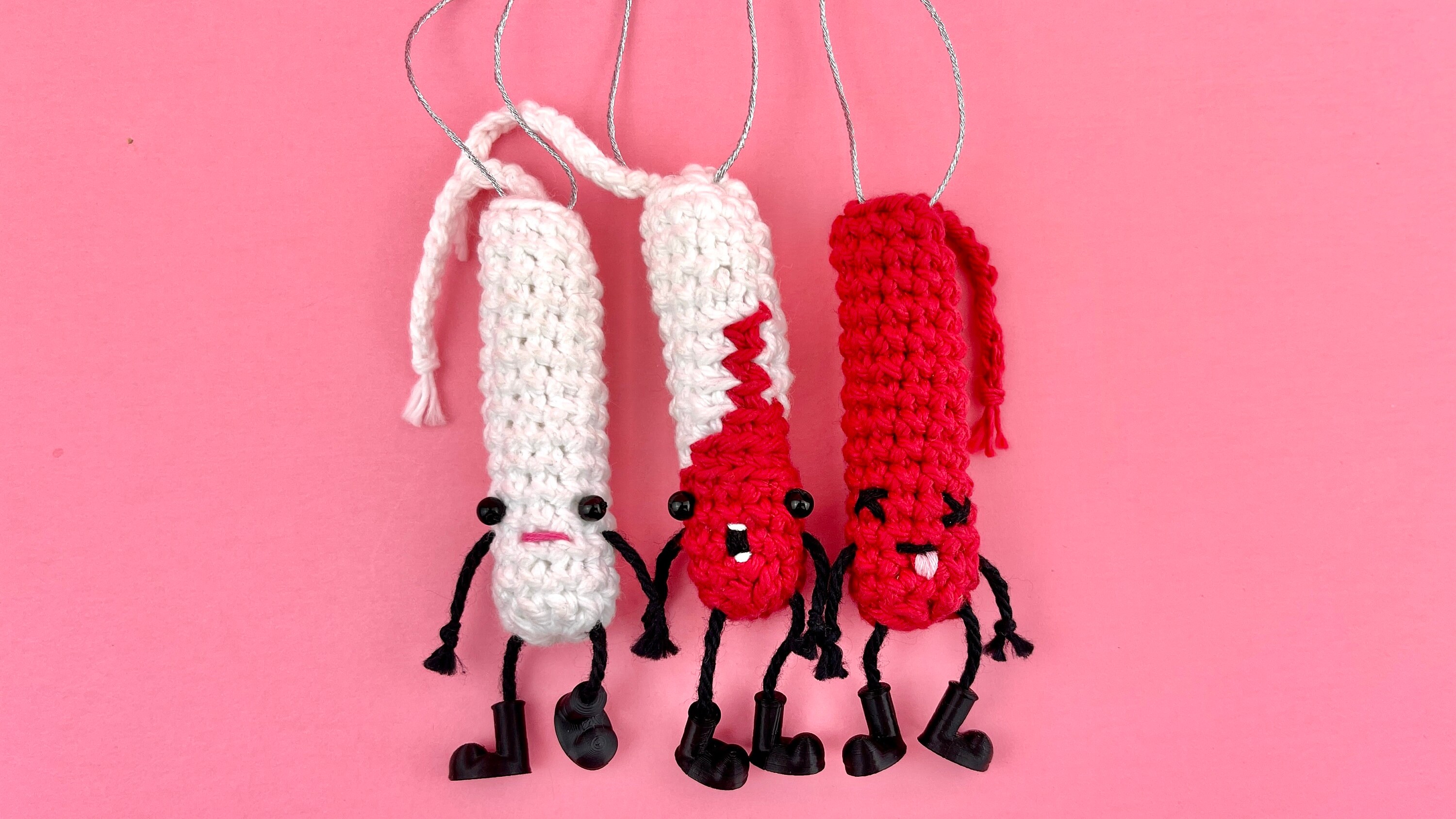 Funny Christmas Ornaments, Crochet Tampons Set of 3, Funny Weird Gift ...