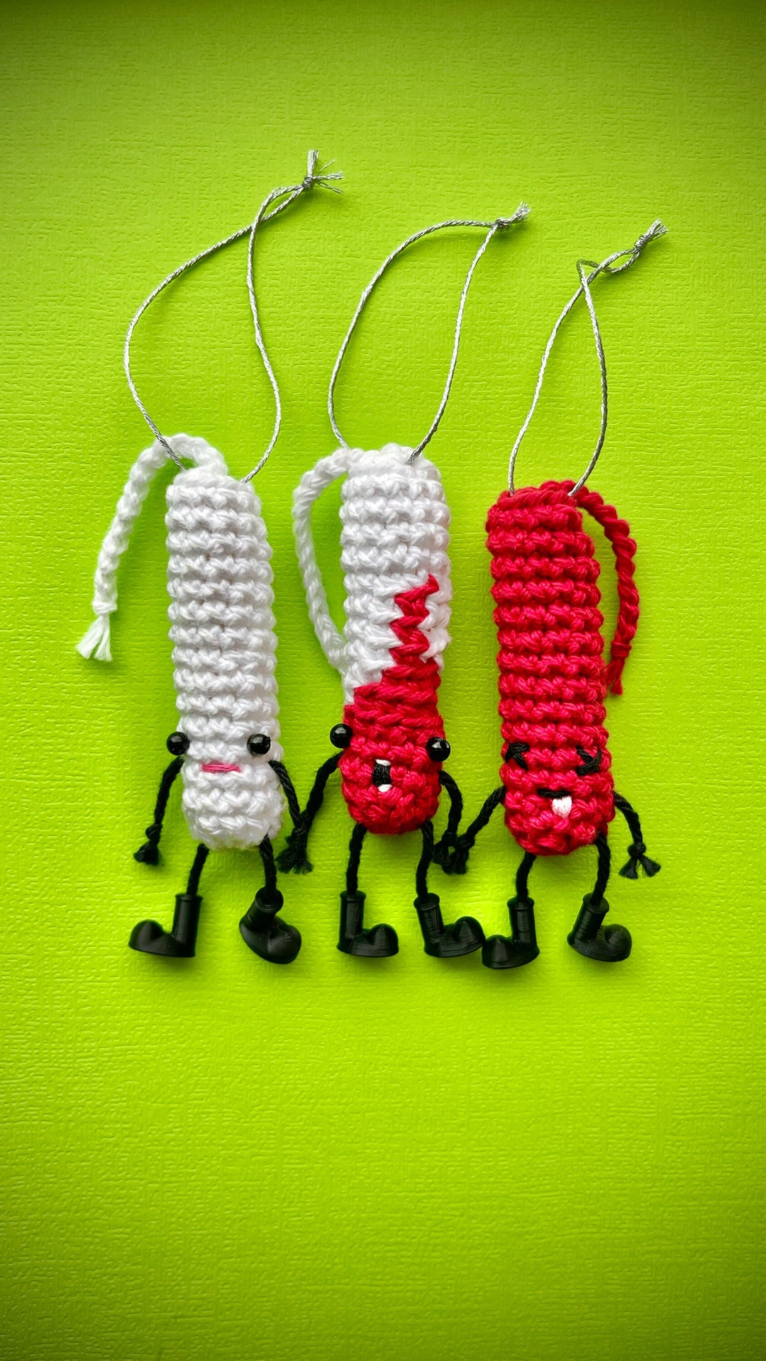Adult Humor Merry Christmas Crochet Tampons Set of 3 Ornaments Funny ...