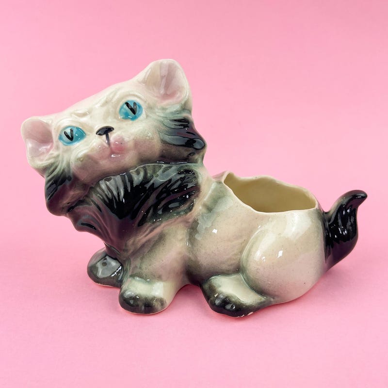 Mid Century Kitty Planter - Etsy