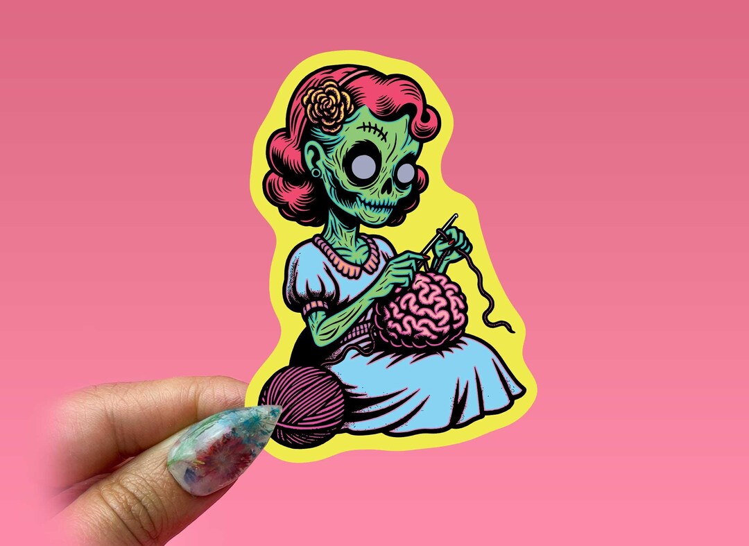 Kitschy Zombie Sticker, Funny Stickers for Crafters, Retro, Creepy Cute ...