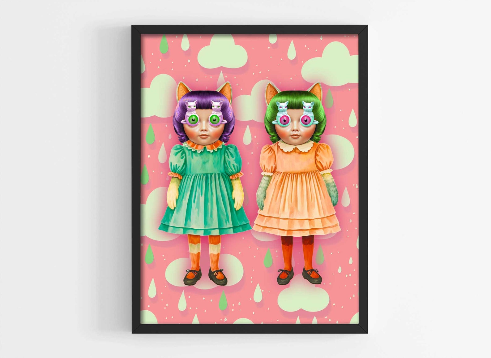 Whimsical Retro Kitsch Wall Art - Eclectic Maximalist Print - Cute and ...