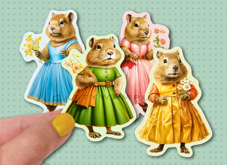 Capybara Sticker Sets Anthropomorphic Cotagecore Cute Kawaii Stickers ...