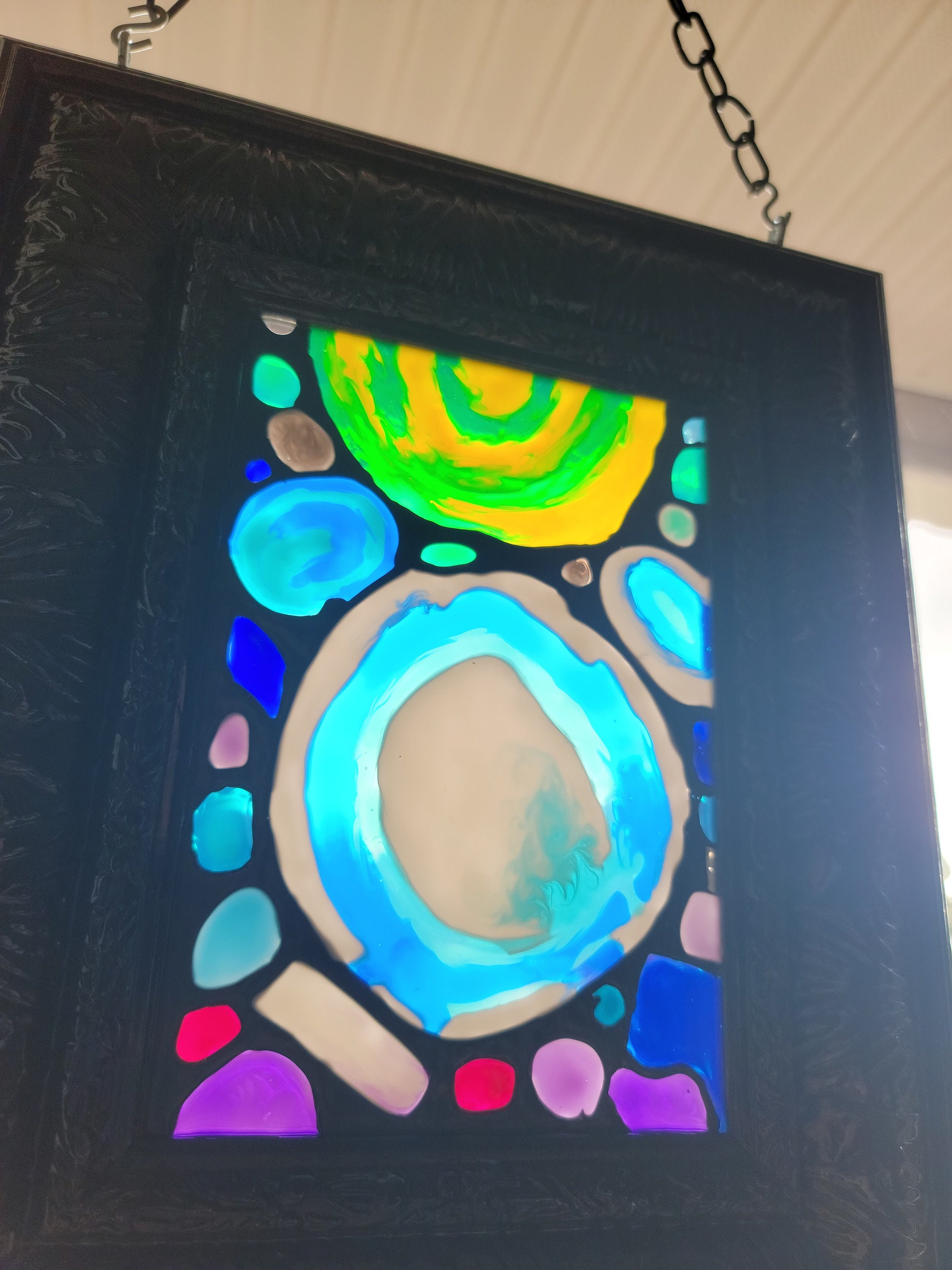 MIXED GEODE Suncatcher~stained Glass Painting, Suncatchers, Geodes ...