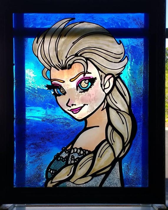 Glass Art ELSA glass art painting Art & Collectibles Panels & Wall ...