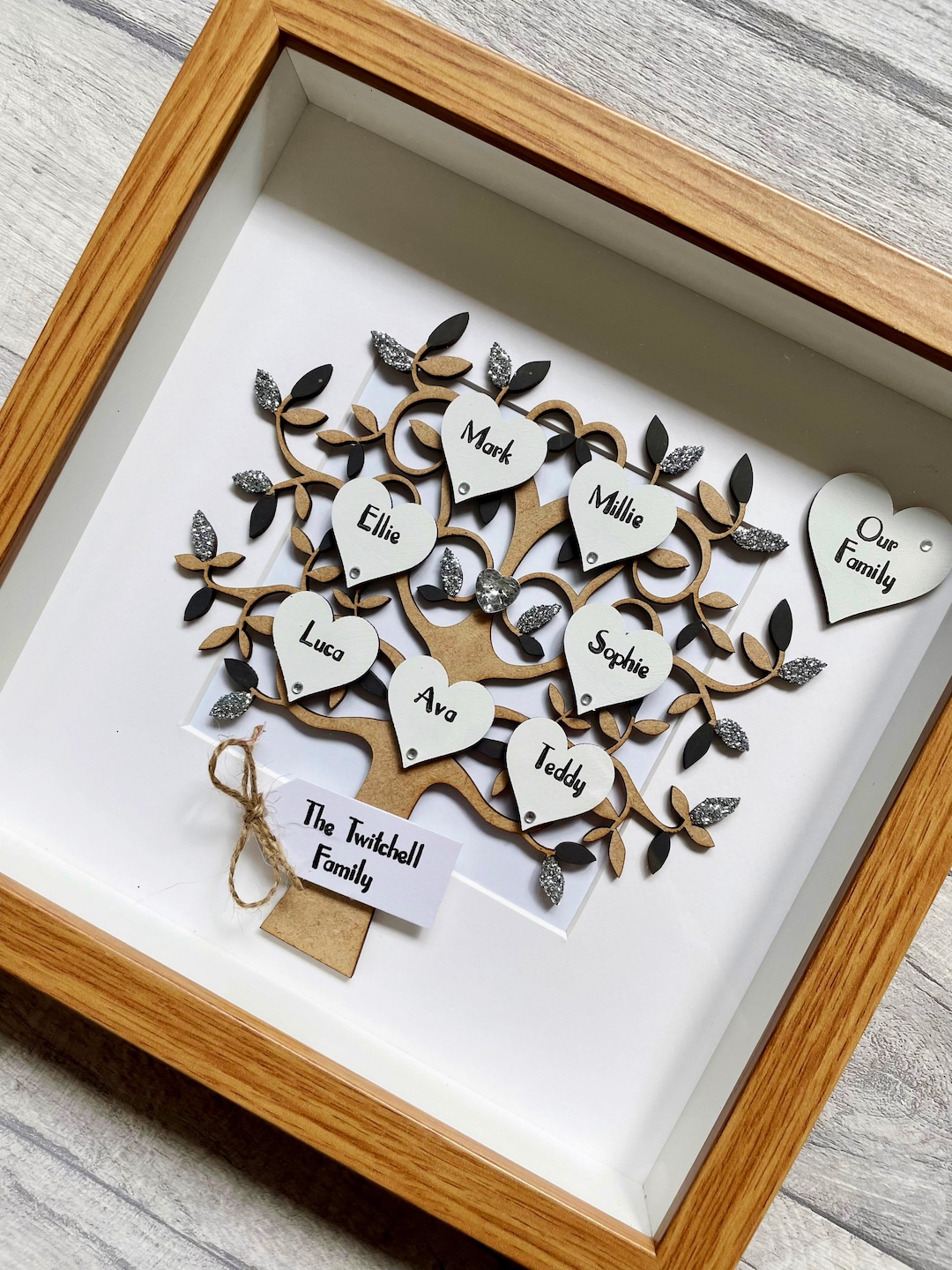 Personalised Family Tree Frame - Christmas Gift - Wooden Family Tree ...