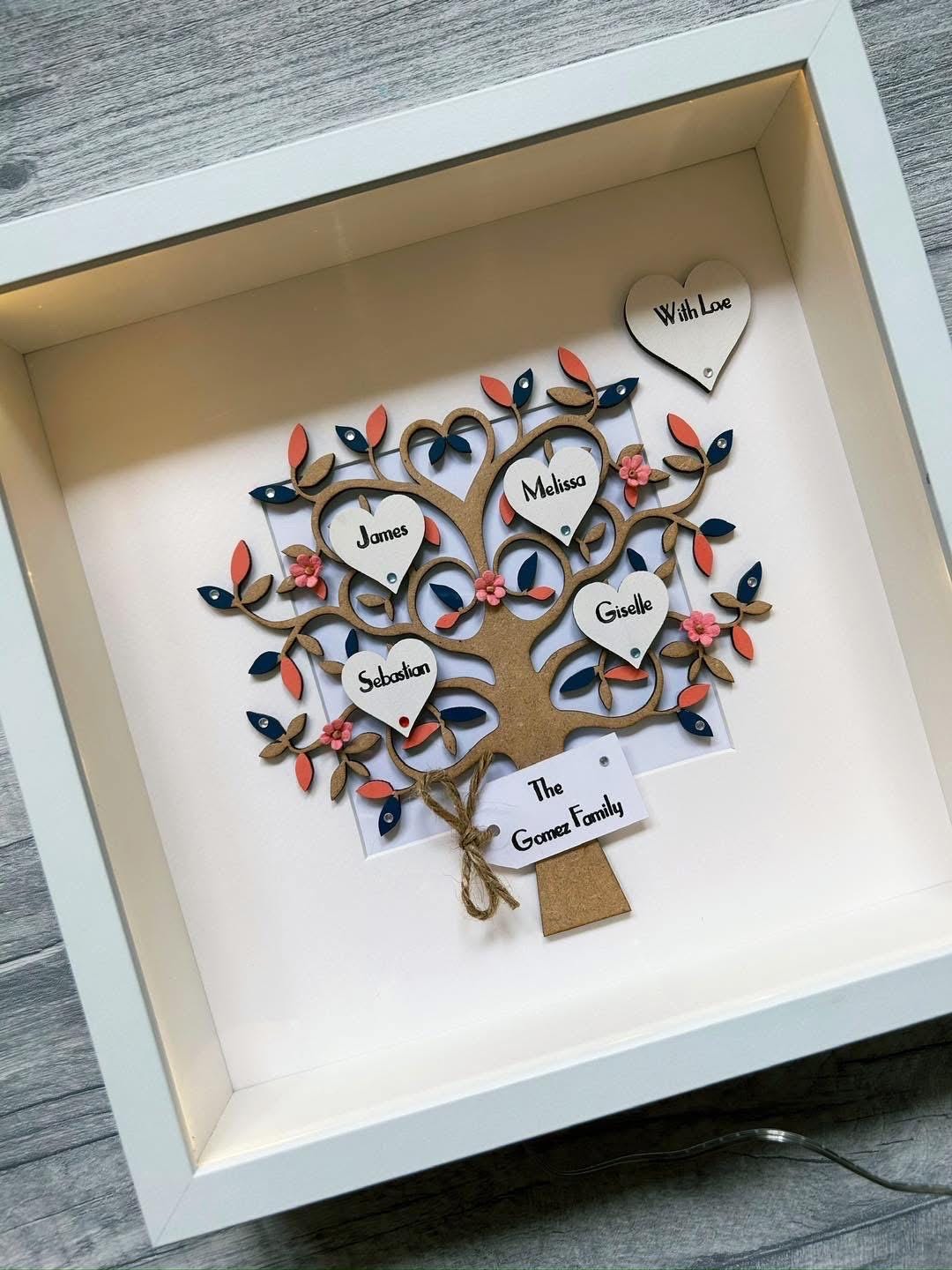 Light up Frame - Personalised Family Tree - Light - Anniversary Gift ...
