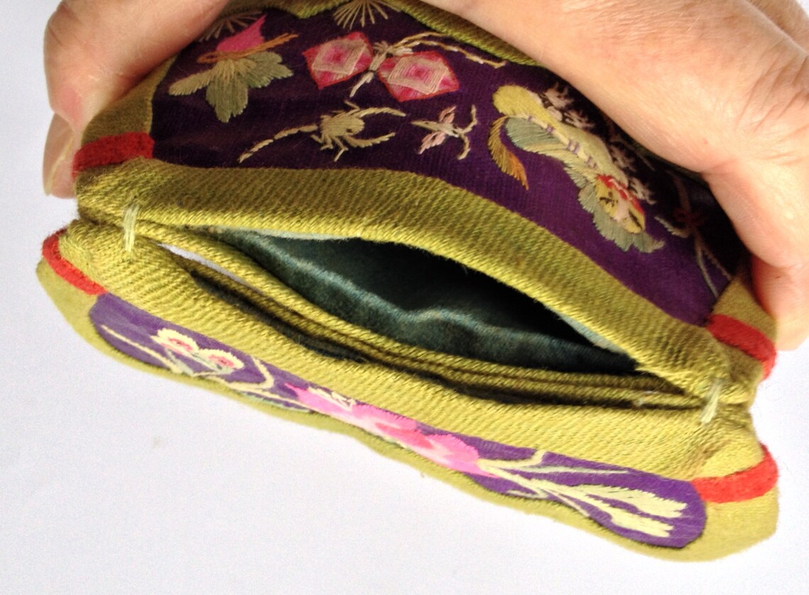 Chinese Vintage Pair of Chinese Flap Coin Purses Vibrant - Etsy