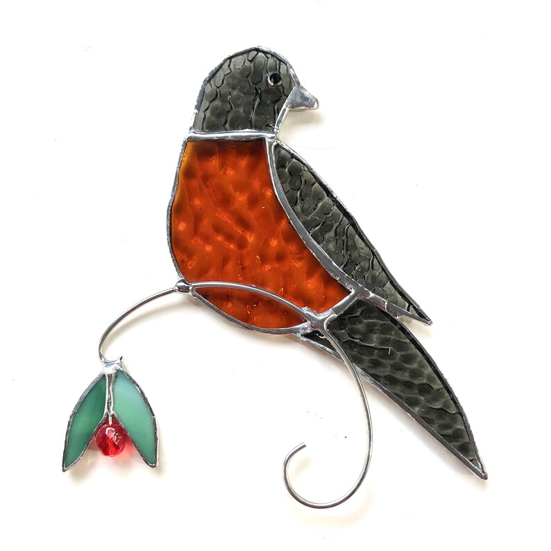 ROBIN Suncatcher Stained Glass Window Ornament - Etsy Canada
