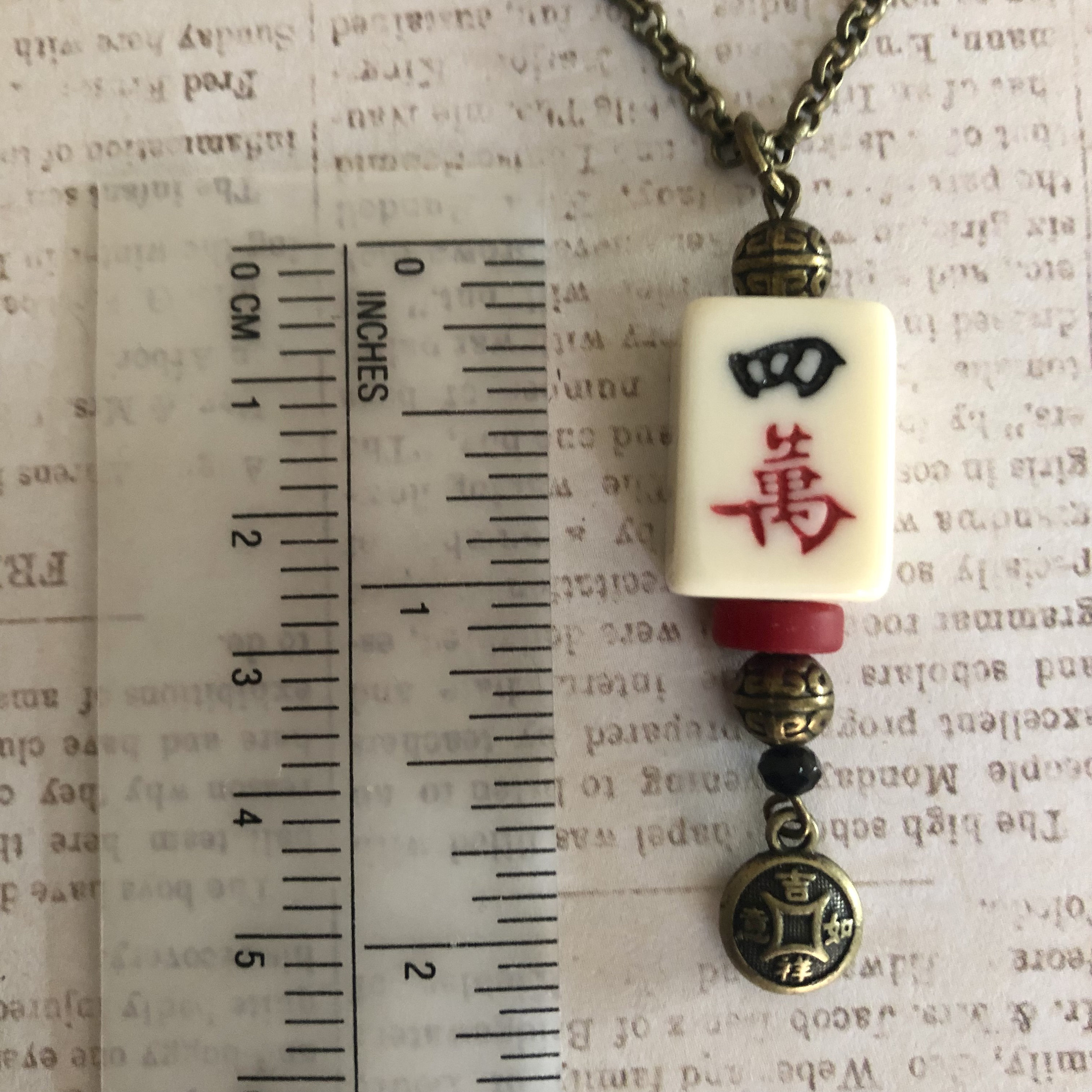MAHJONG Necklace - Number 4 Tile - Mahjong Luck - Mahjong Gift - Asian ...