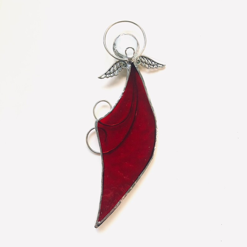 Little Ruby Angel - Stained Glass Ornament - Suncatcher - Christmas ...