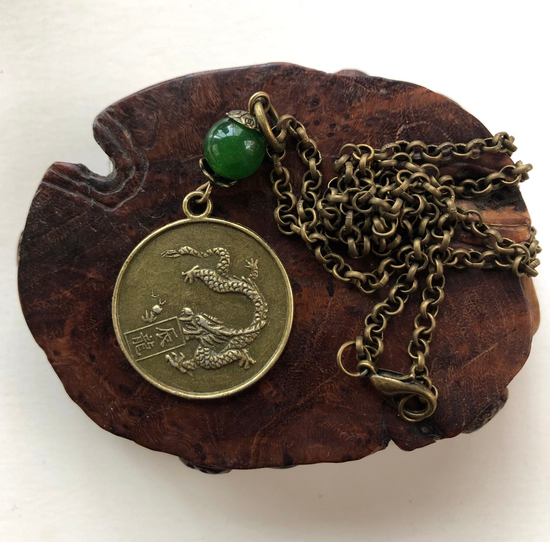 Year of the Dragon - JADE DRAGON - Chinese Zodiac - Forest Green Jade ...