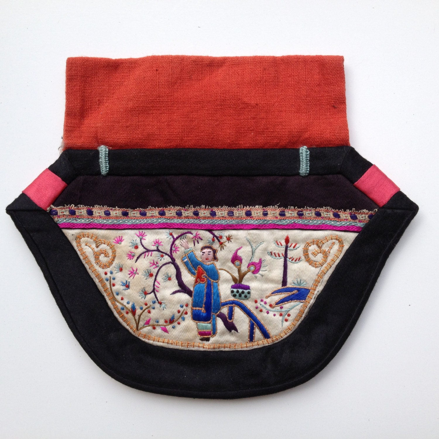 Vintage Chinese - Coin Purse - Traditional Embroidered Scene - Chinese ...