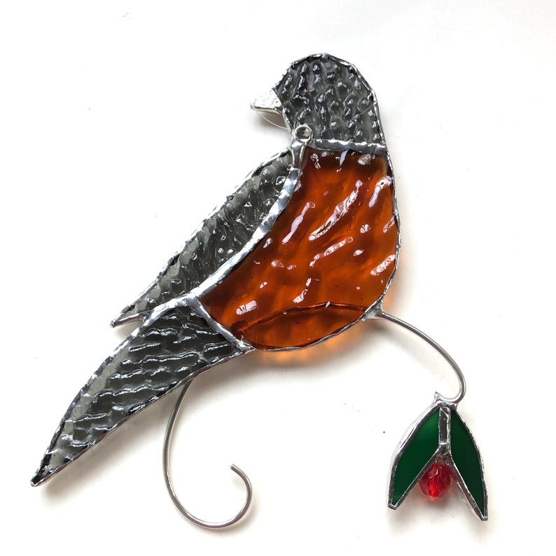 ROBIN Suncatcher Stained Glass Window Ornament | Etsy Canada