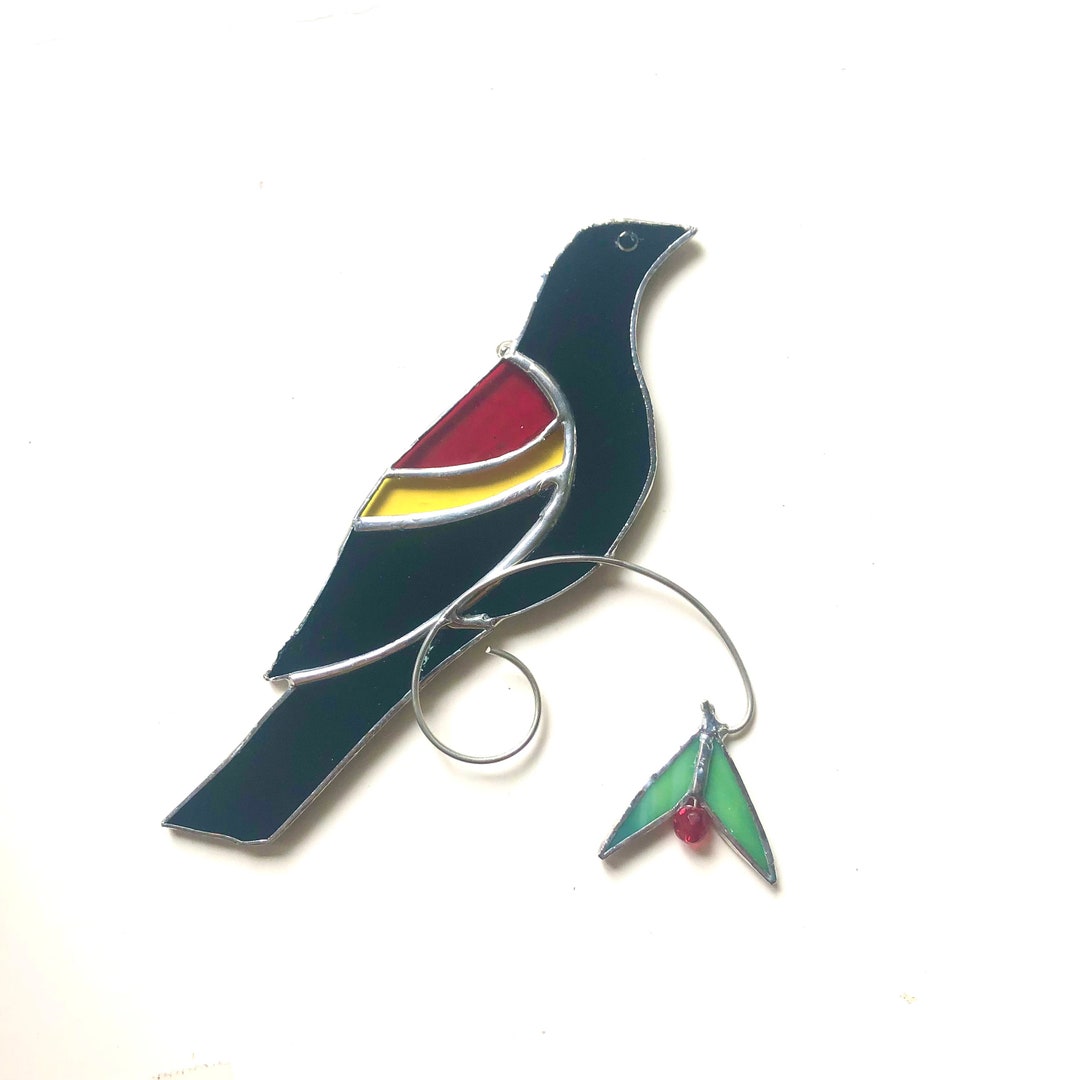 RED-WINGED Blackbird - Stained Glass - SUNCATCHER - Window Ornament ...