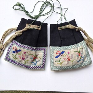 SCENT POUCHES Vintage Chinese Pair of Scent Pouches Cross Stitch ...