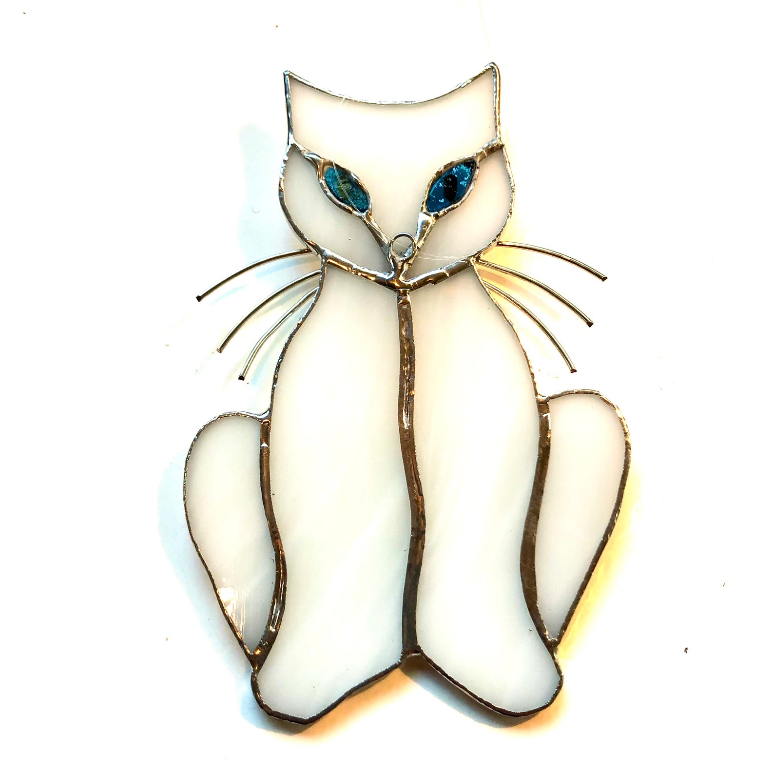 WHITE CAT - Sun Catcher - Stained Glass - Window Decor - Feline Friends ...