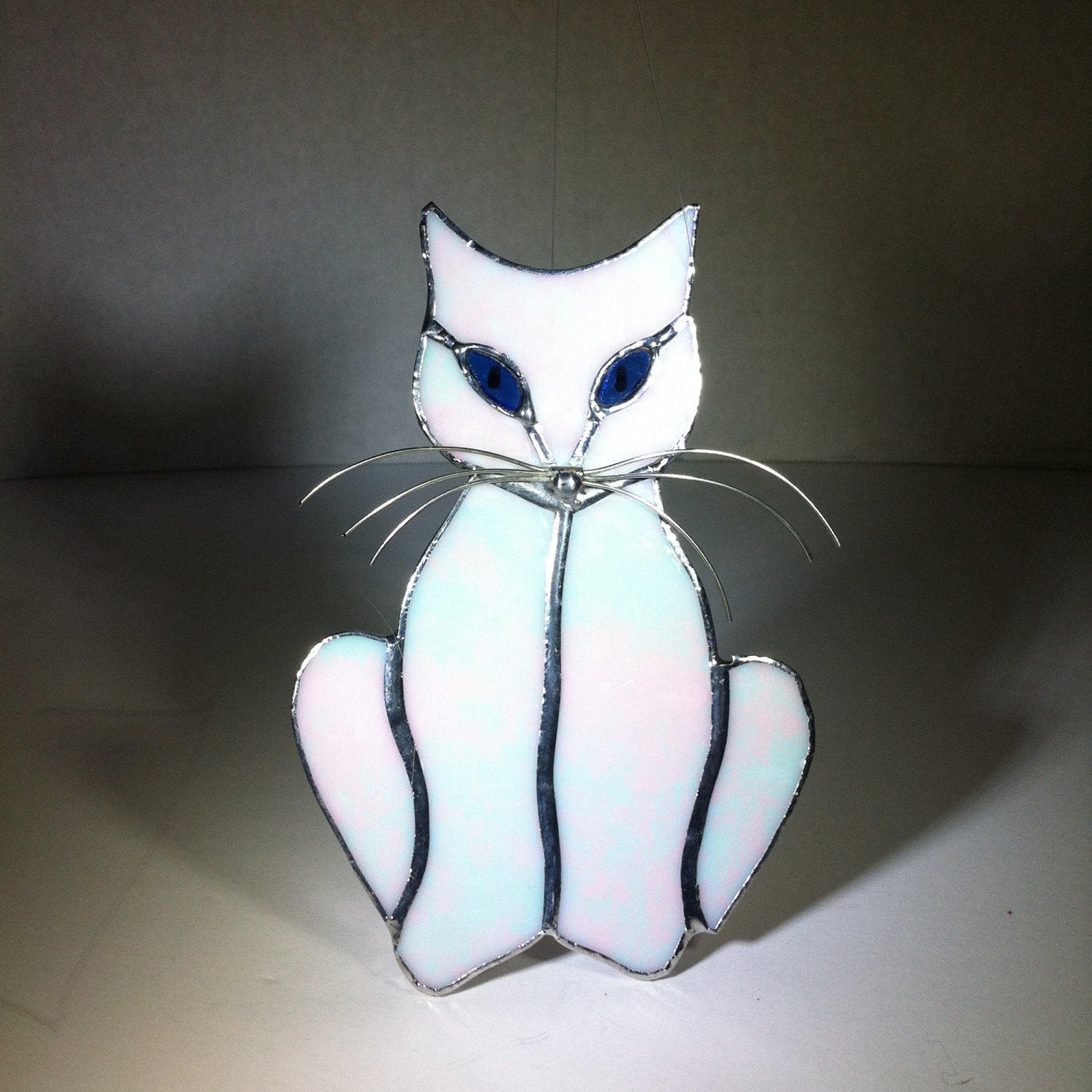 WHITE CAT - Sun Catcher - Stained Glass - Window Decor - Feline Friends ...