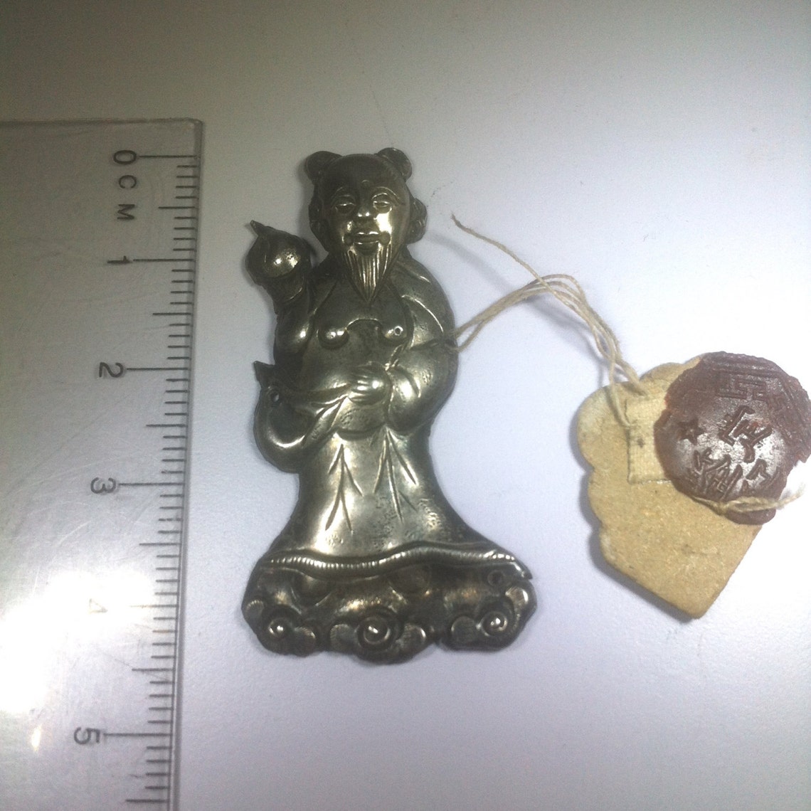 Vintage Chinese Longevity Figure Silver Tone Metal - Etsy Canada