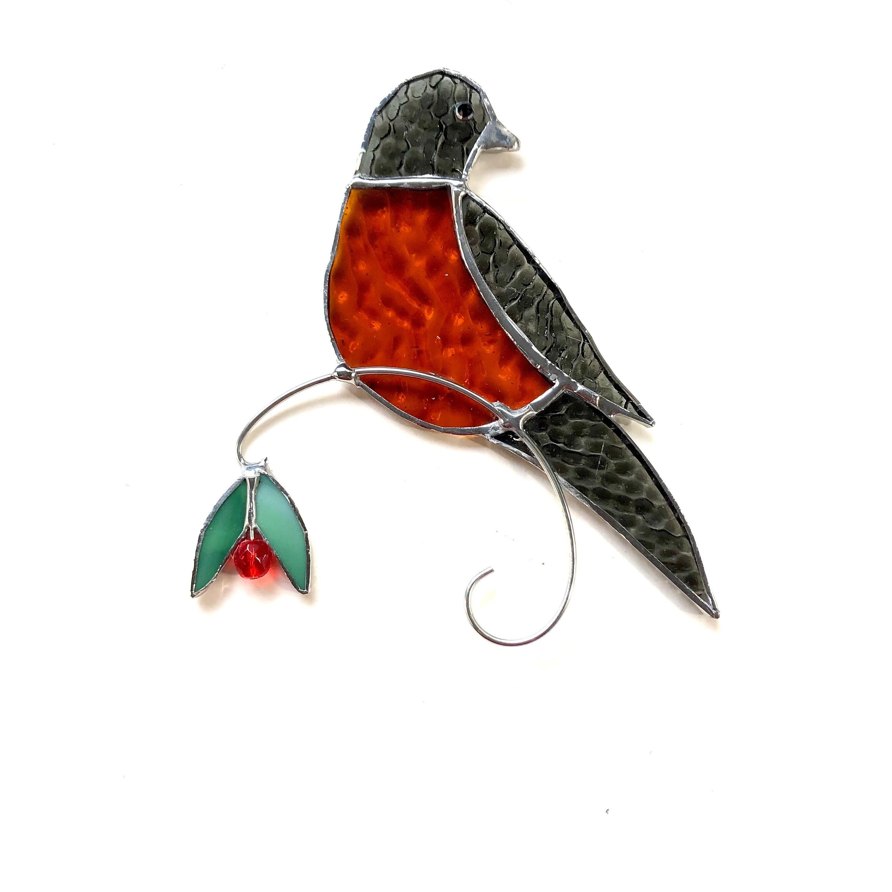 ROBIN Suncatcher Stained Glass Window Ornament | Etsy