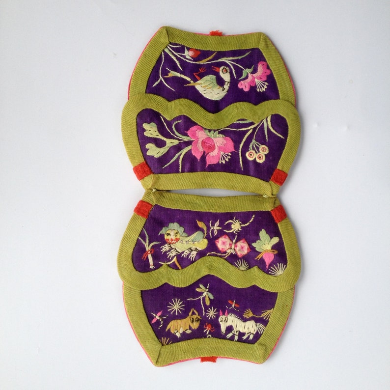 Chinese Vintage Pair of Chinese Flap Coin Purses Vibrant - Etsy