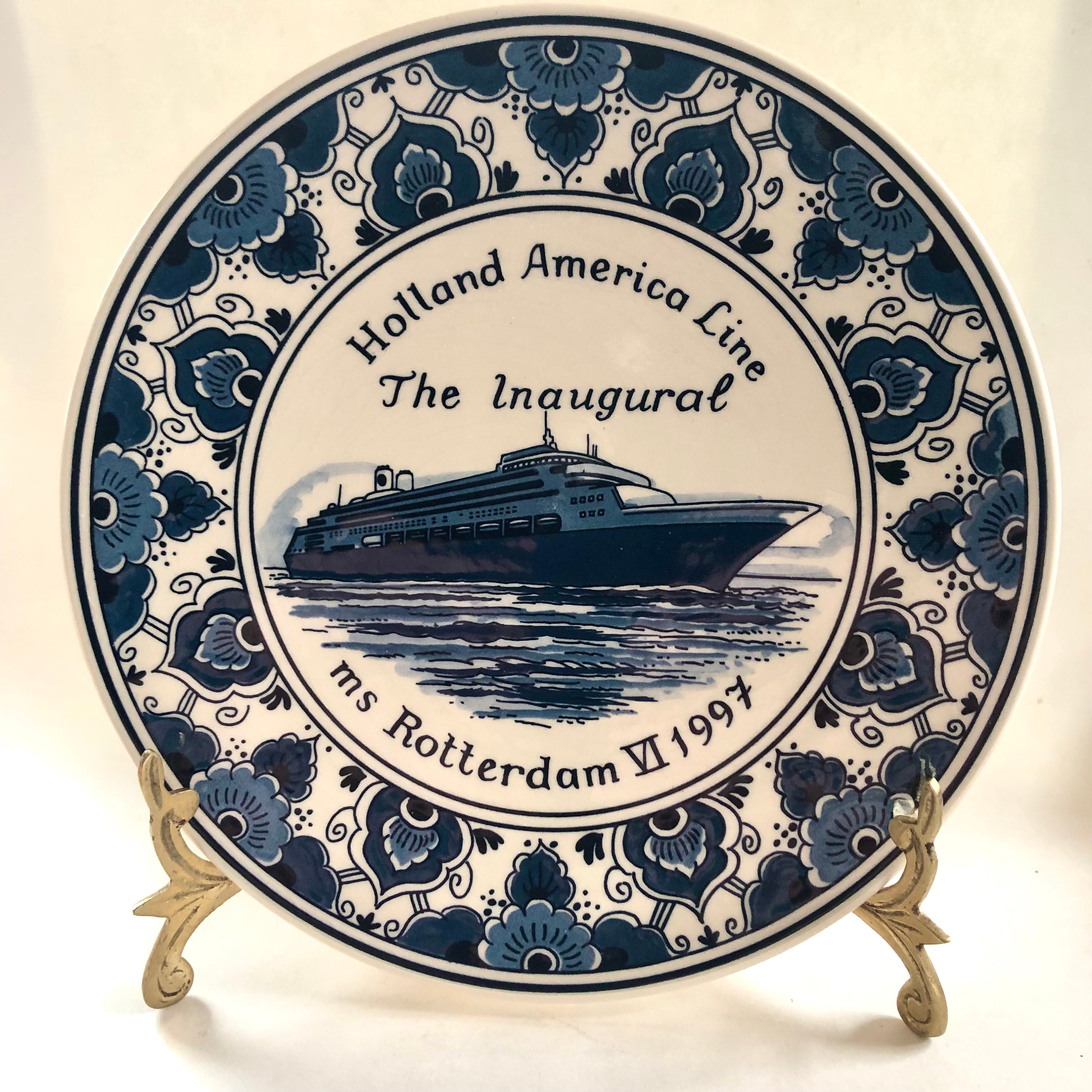 Blauw Delph Plate Holland America Line 1997 Ms Rotterdam - Etsy