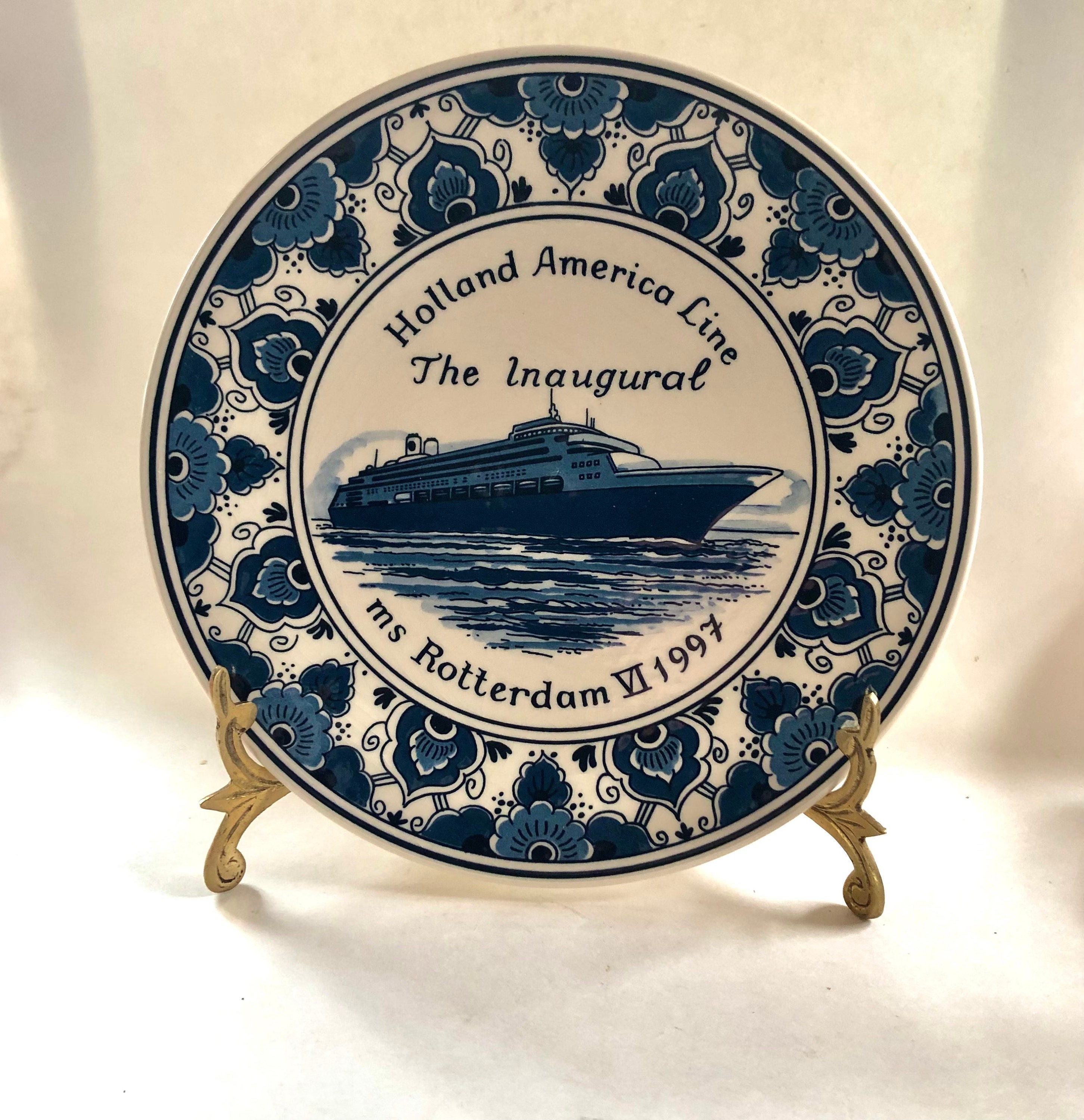 Blauw Delph Plate Holland America Line 1997 Ms Rotterdam - Etsy