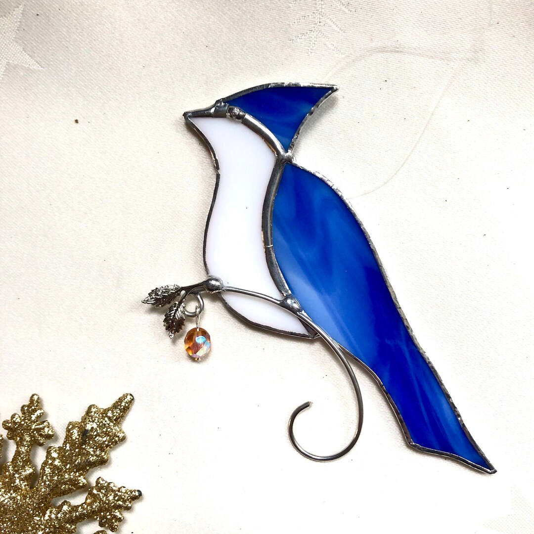 BLUE JAY Stained Glass Sun Catcher Our Bird Friends - Etsy