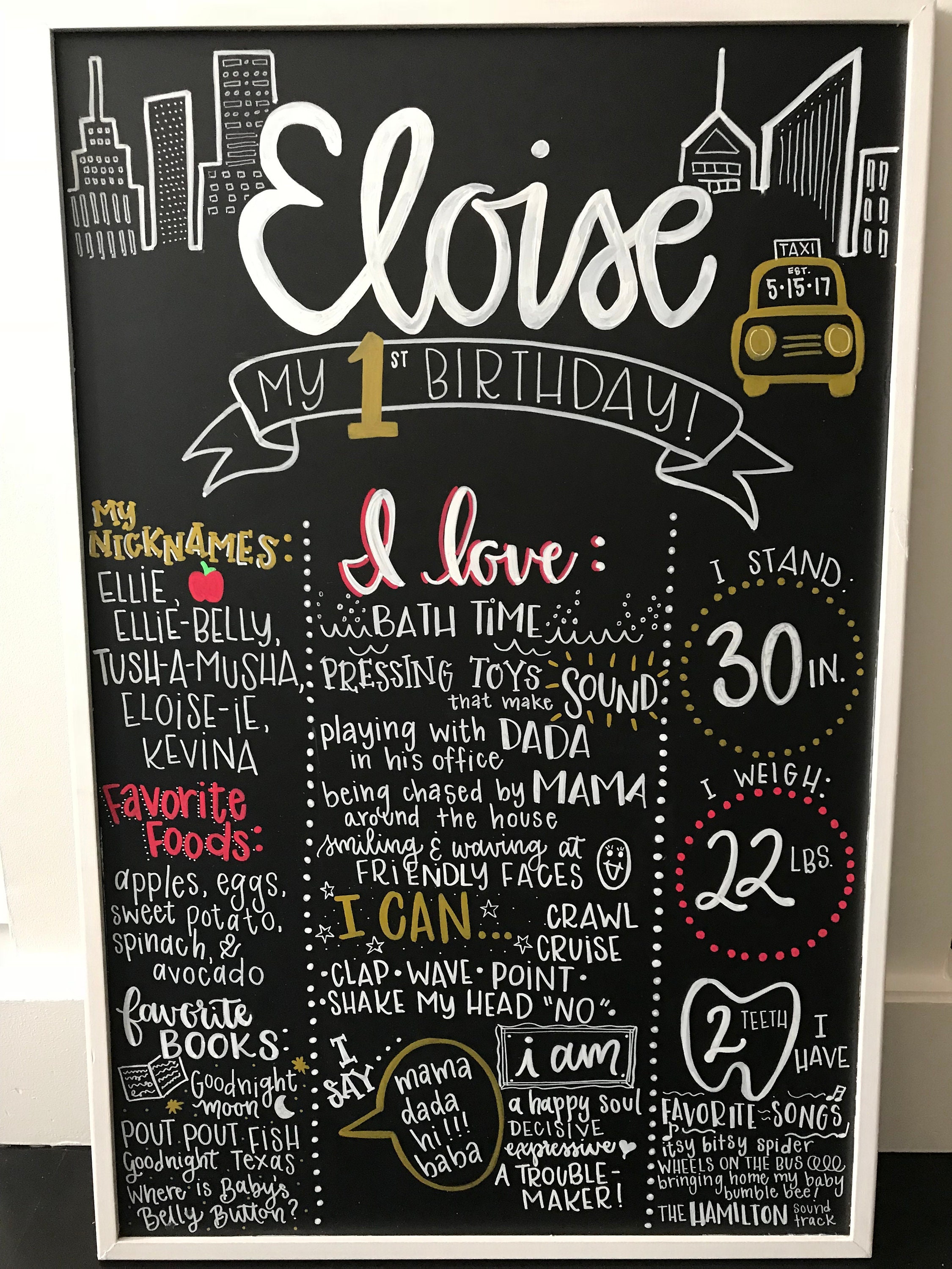 First Birthday Chalkboard / Milestone Chalkboard / 1st Birthday Sign ...