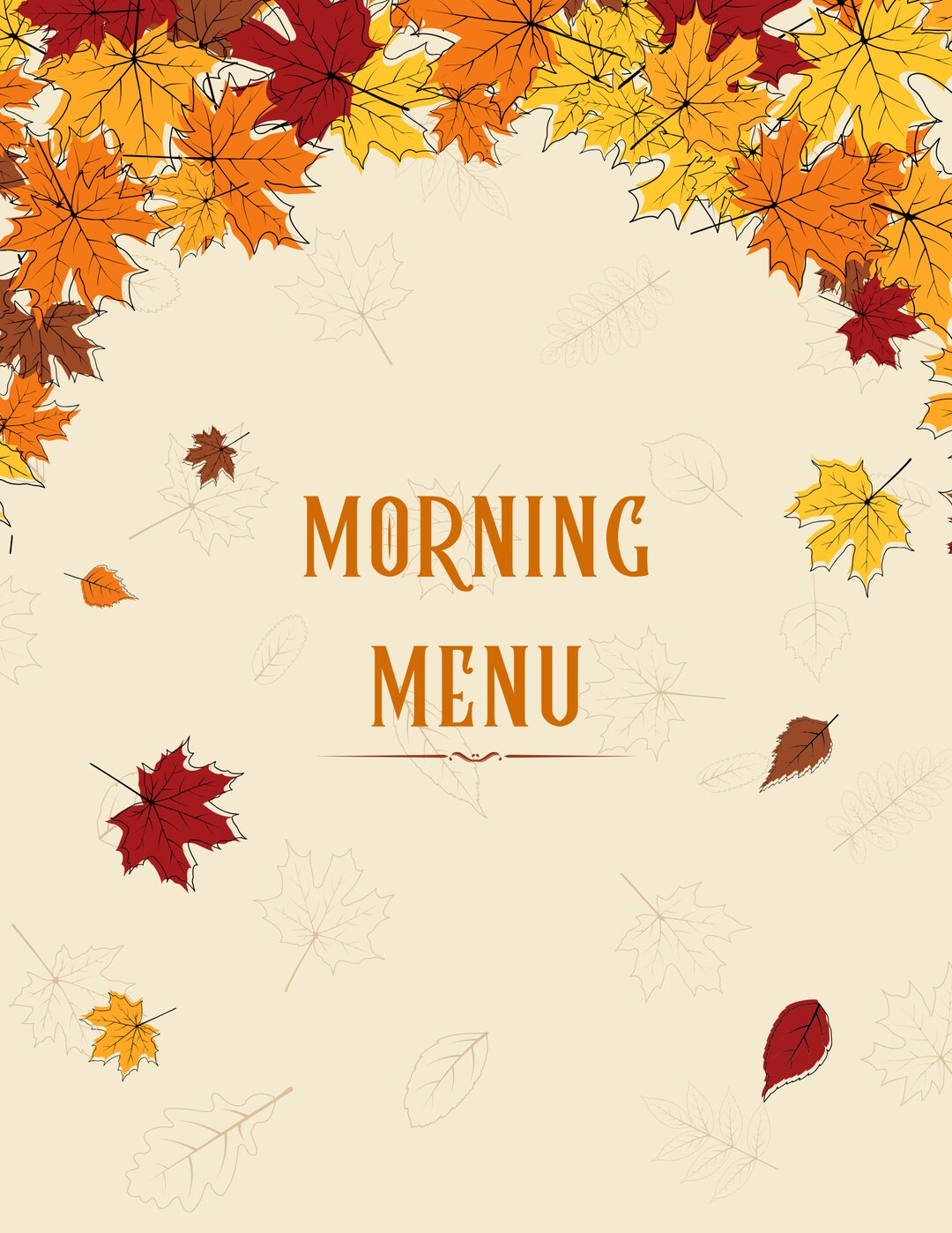 Kindergarten Fall Morning Menu - Etsy