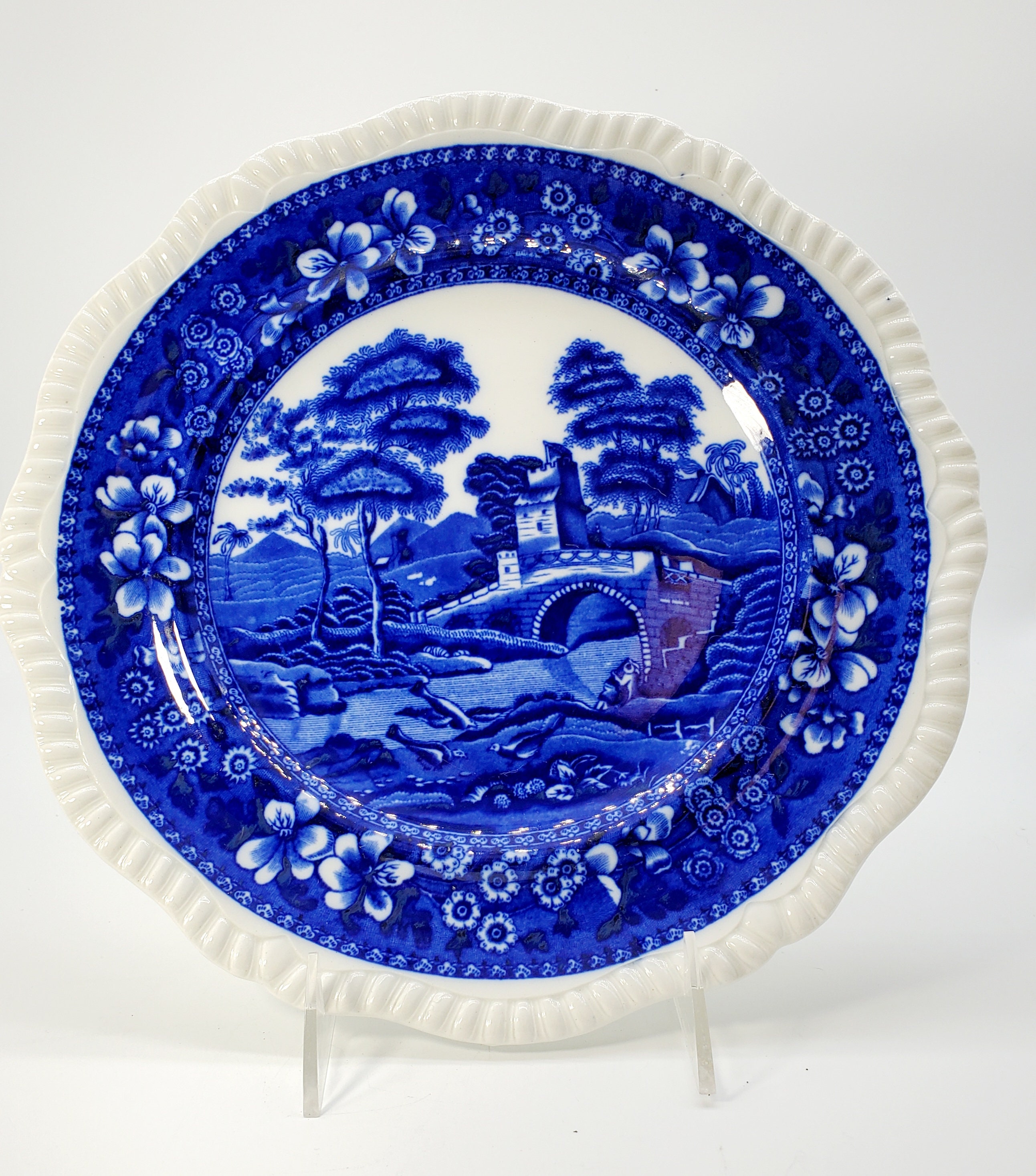 Vintage Spode Blue Tower 10 1/2" Dinner Plate, Gadroon Edge ...
