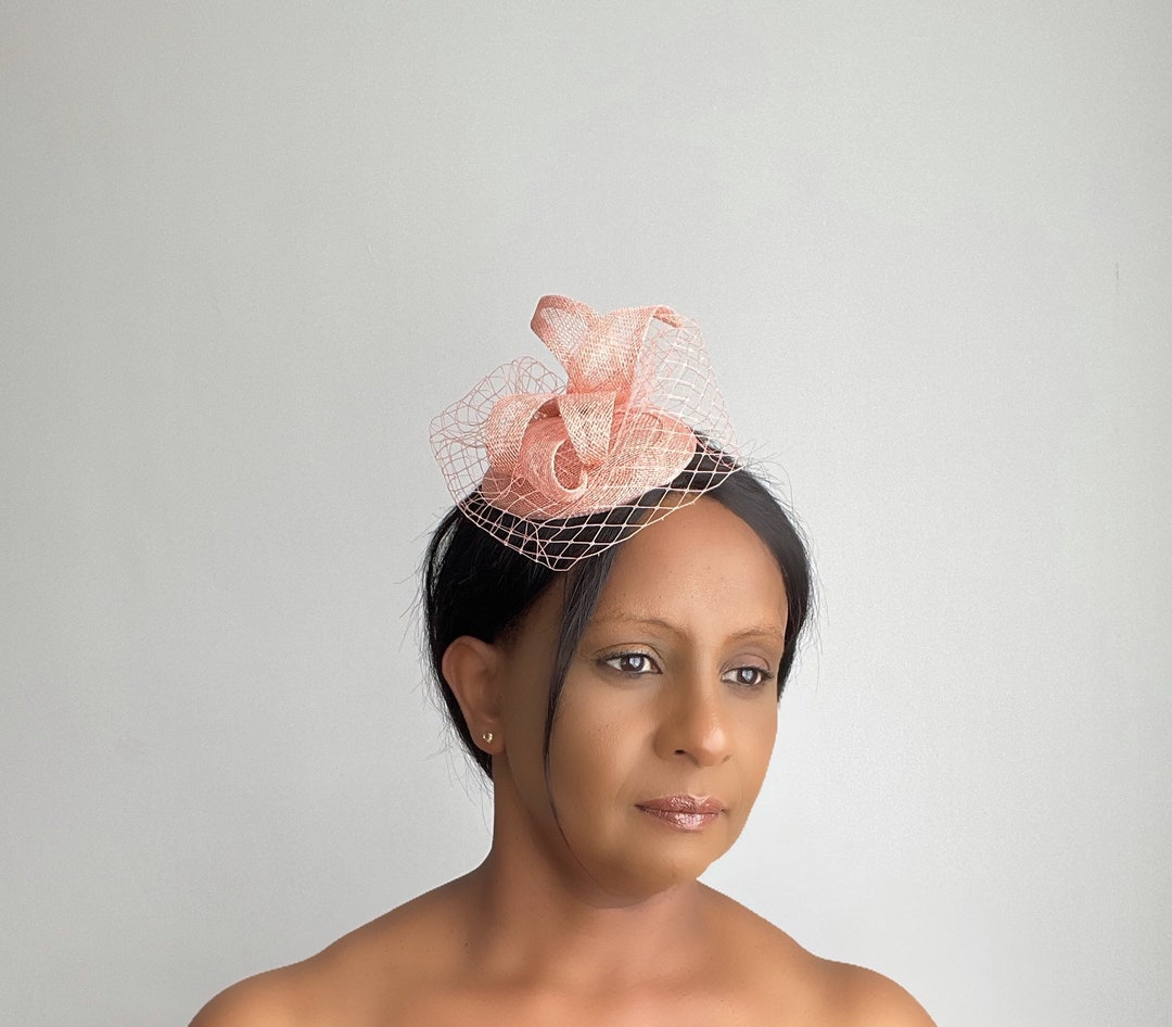 Peach Fascinator, Veil Fascinator, Fascinator, Small Fascinator - Etsy UK