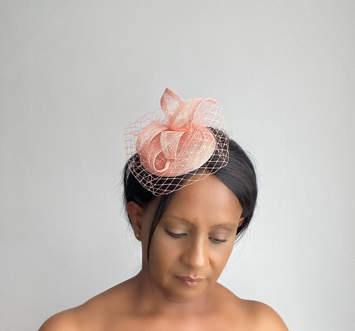 Peach Fascinator, Veil Fascinator, Fascinator, Small Fascinator - Etsy UK