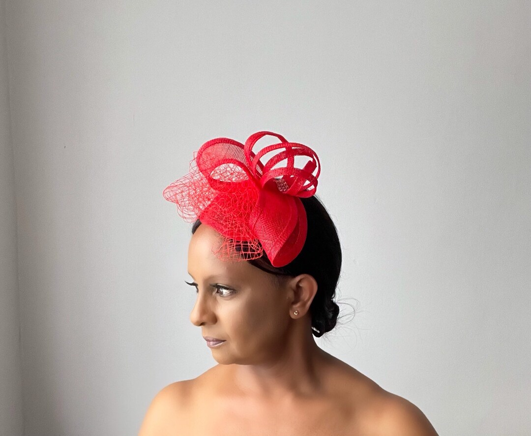 Fascinator, Red Fascinator, Bright Red Fascinator - Etsy
