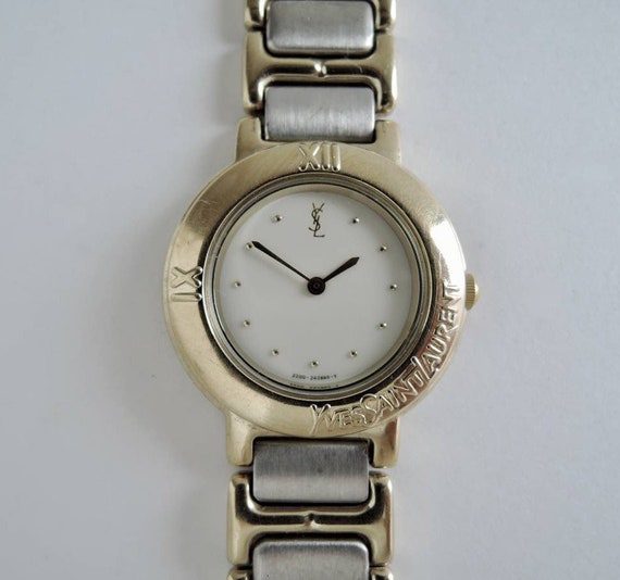 YSL Saint Laurent Two-tone 18K Gold Plated Quartz Watch Model - Etsy