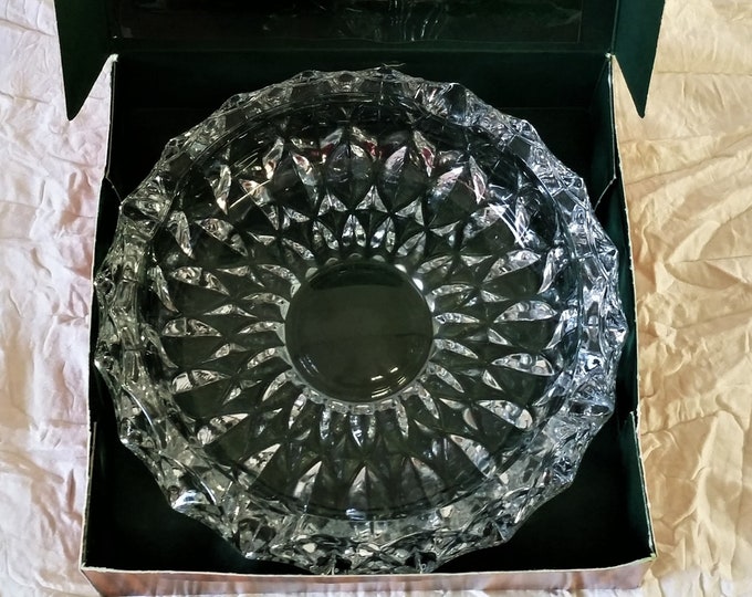 Clear Cut Glass Ashtray 1960s Original Box, Veba Glas West Germany 14cm ...