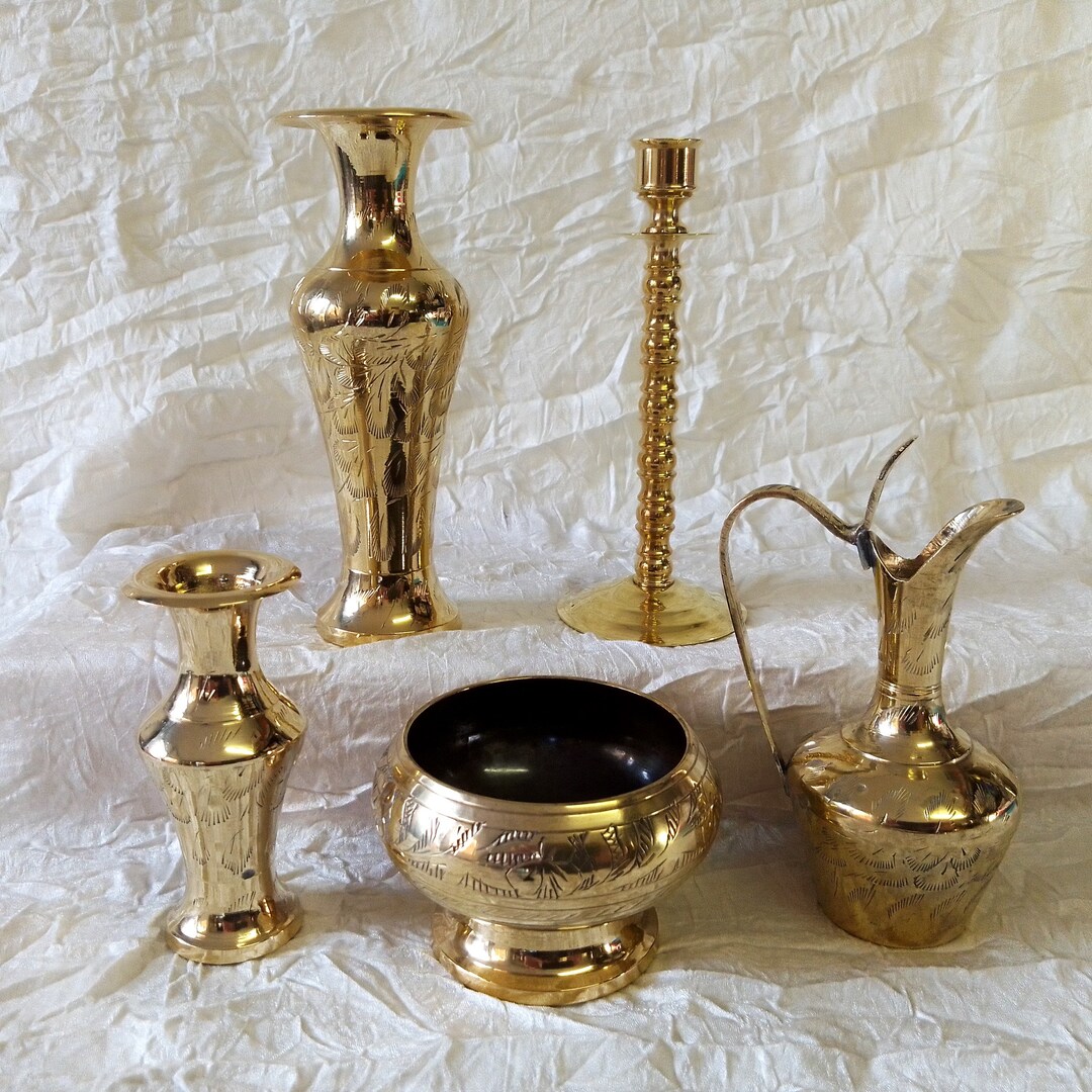 Vintage Brass Collectables, Your Choice Vase, Candlestick, Bowl or Jug ...
