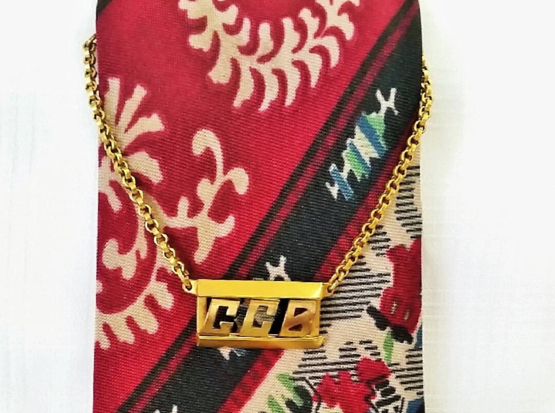 Vintage Men's Tie Chain, Monogram GCB Fob, Swank Pat 1865995, Gold Tone ...