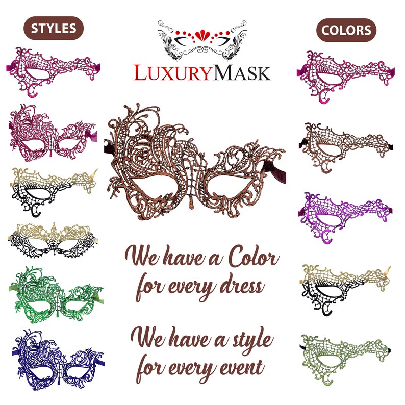 Luxury Mask Mocha Brown Theme Lace Masquerade Mask Women, Feather ...