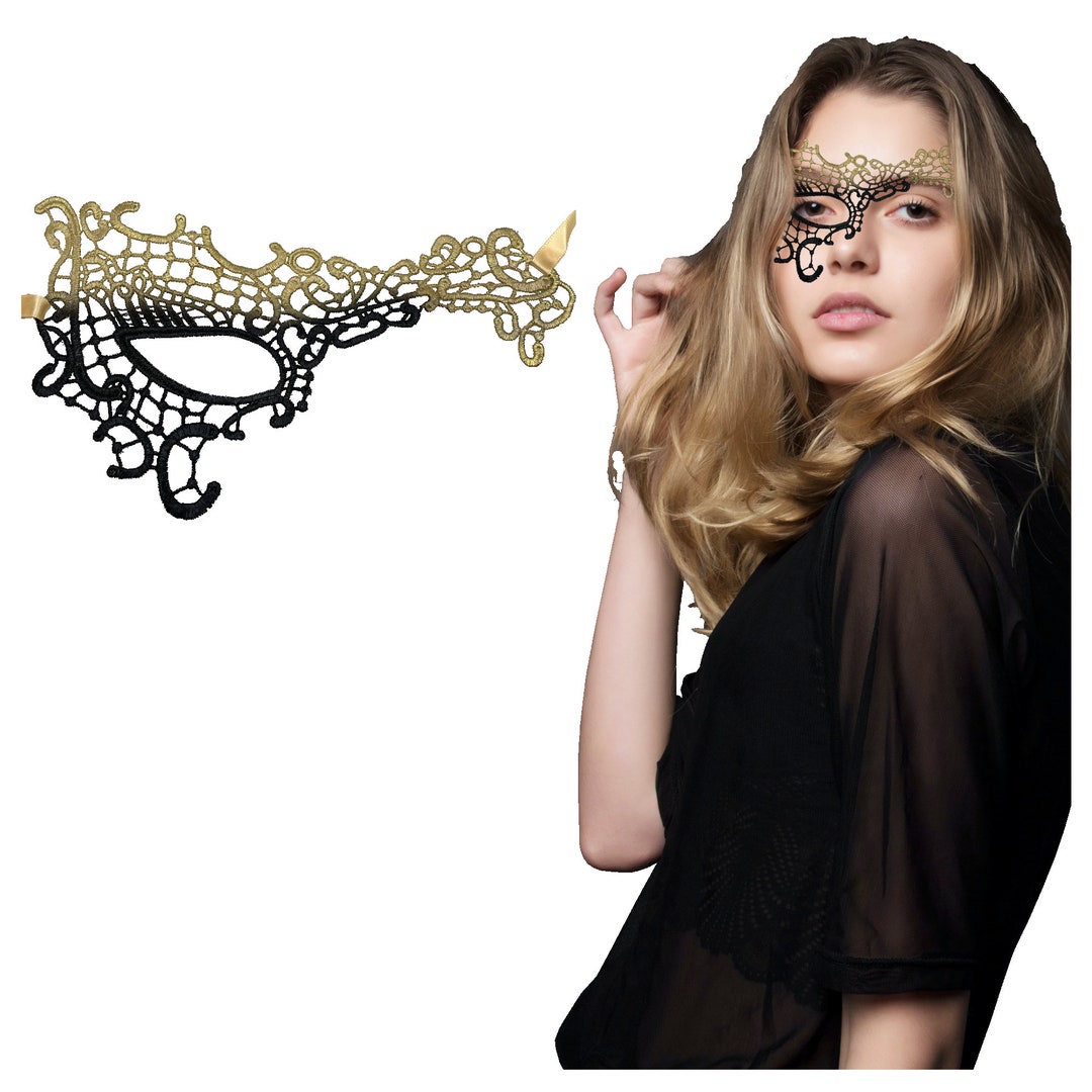 Luxury Mask Black and Gold Theme Lace Masquerade Mask Women, Masquerade ...