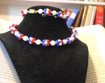Red, White and Blue Retro Long Chain Necklace - Etsy