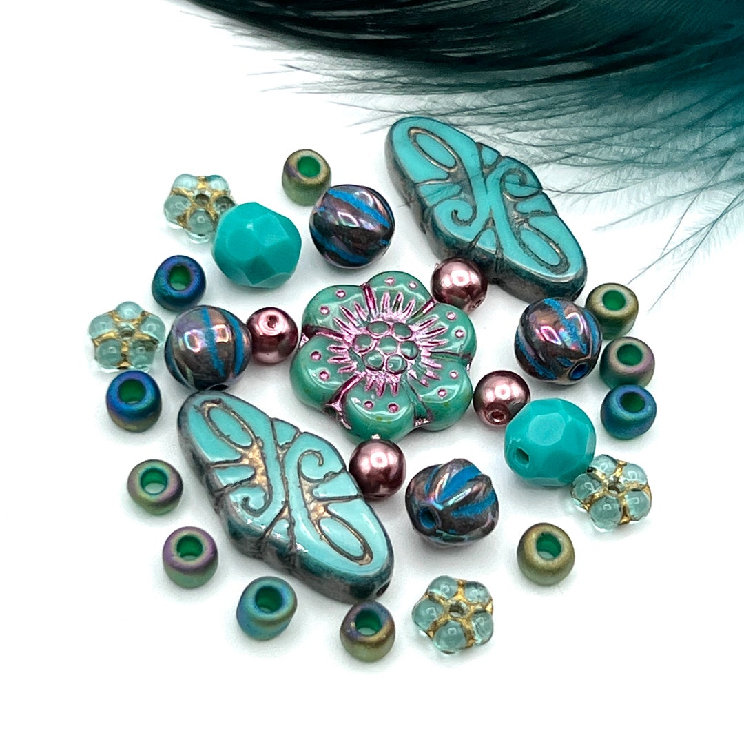 Turquoise Arabesque Bead Mix 14 Mm Wild Rose Mixed Lot - Etsy