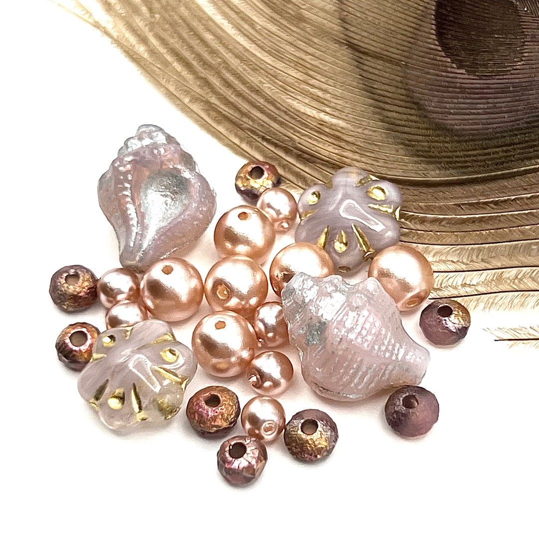 Pink Shell Bead Mix, Summer Beach Inspiration, Pink Conch Shell ...