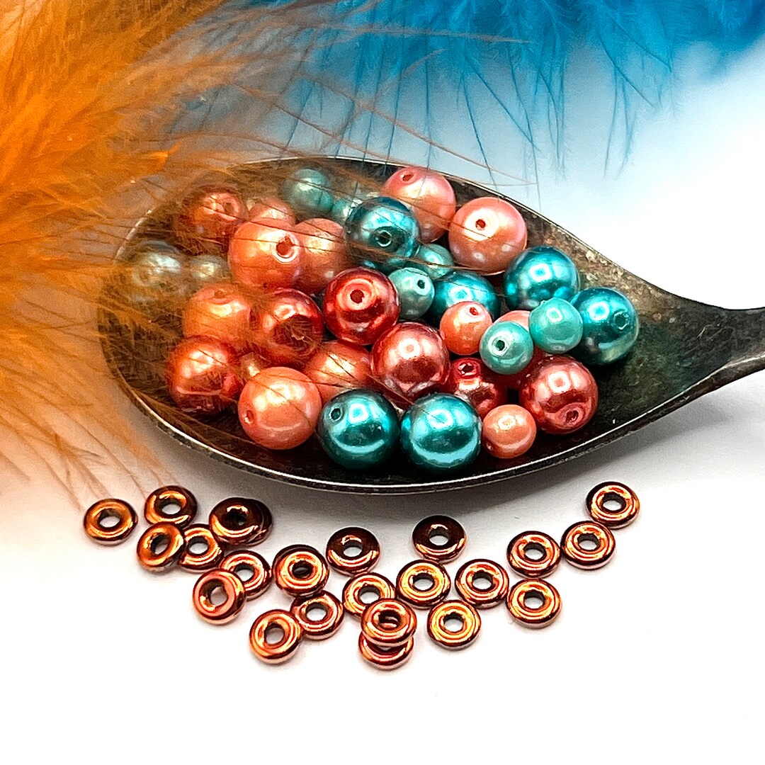 Spring Pearl Collection, 4 and 6 Mm Czech Glass Pearls, Turquoise Coral ...