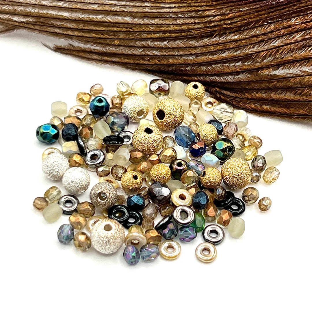 Navy and Cream Beads, Bit of Sparkle, Tiny Pack Seed Beads, Mixed Lot ...