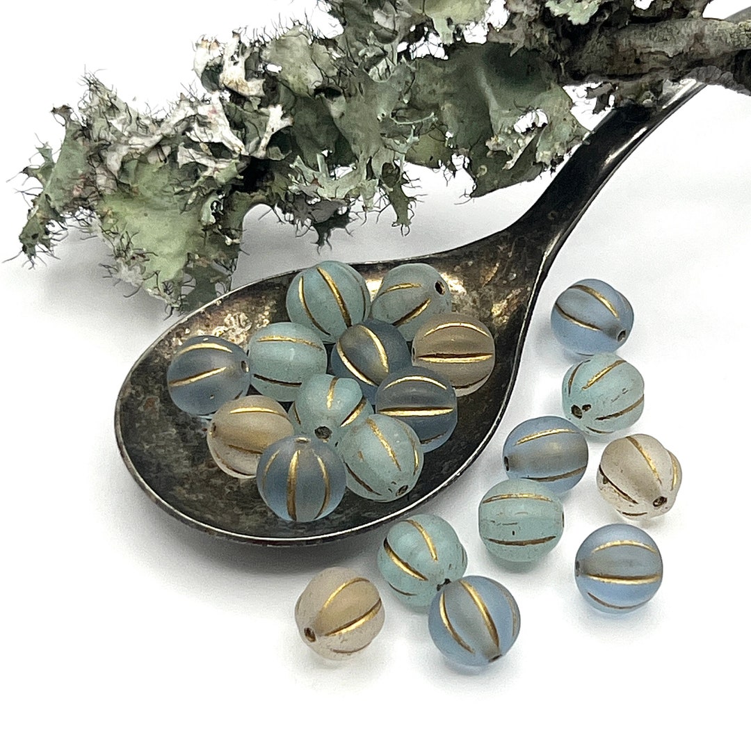 Blue Melons, 8 Mm Mixed Melons, Ocean Colors. Czech Glass Beads ...