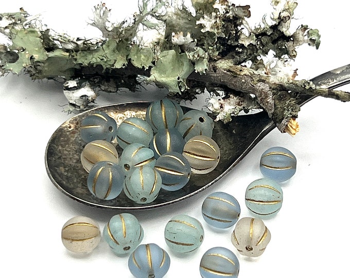 Blue Melons, 8 Mm Mixed Melons, Ocean Colors. Czech Glass Beads ...