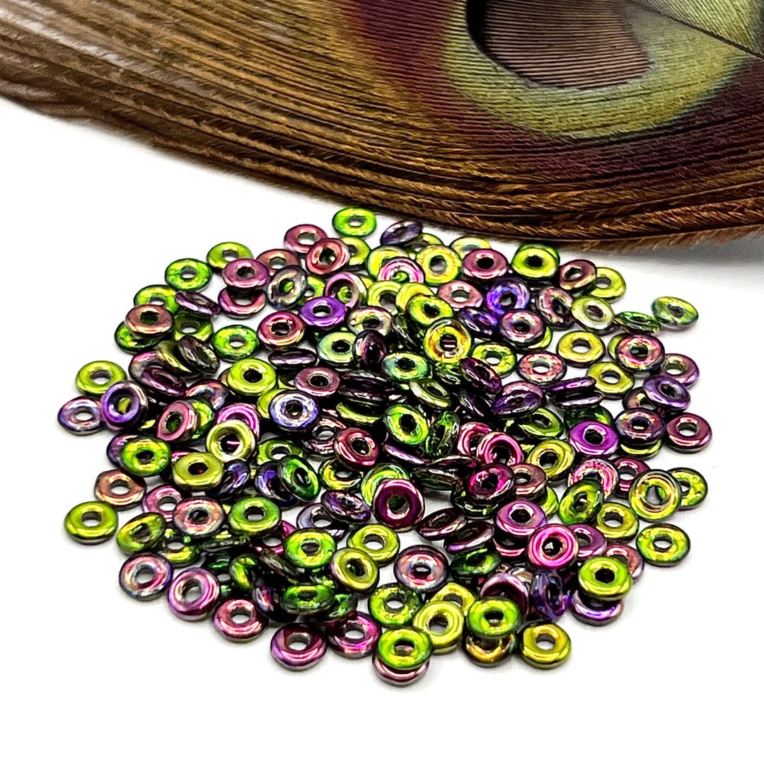 Crystal Magic O Beads, Spacer Beads, Purple and Green, Czech Glass ...