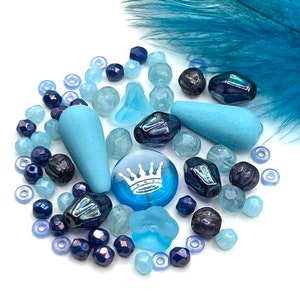 Carolina Blue Bead Mix, Laser Tattoo Crown Bead, Mixed Lot Blue Purple ...