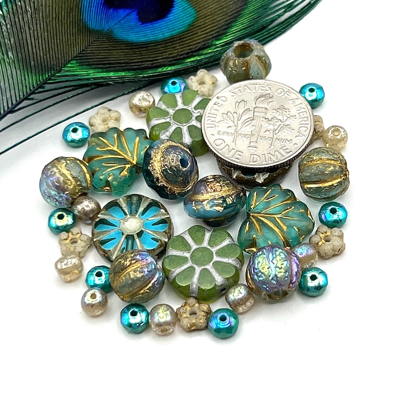 Green Apple Cosmo Set, Sky Blue Coordinating Czech Beads - Etsy
