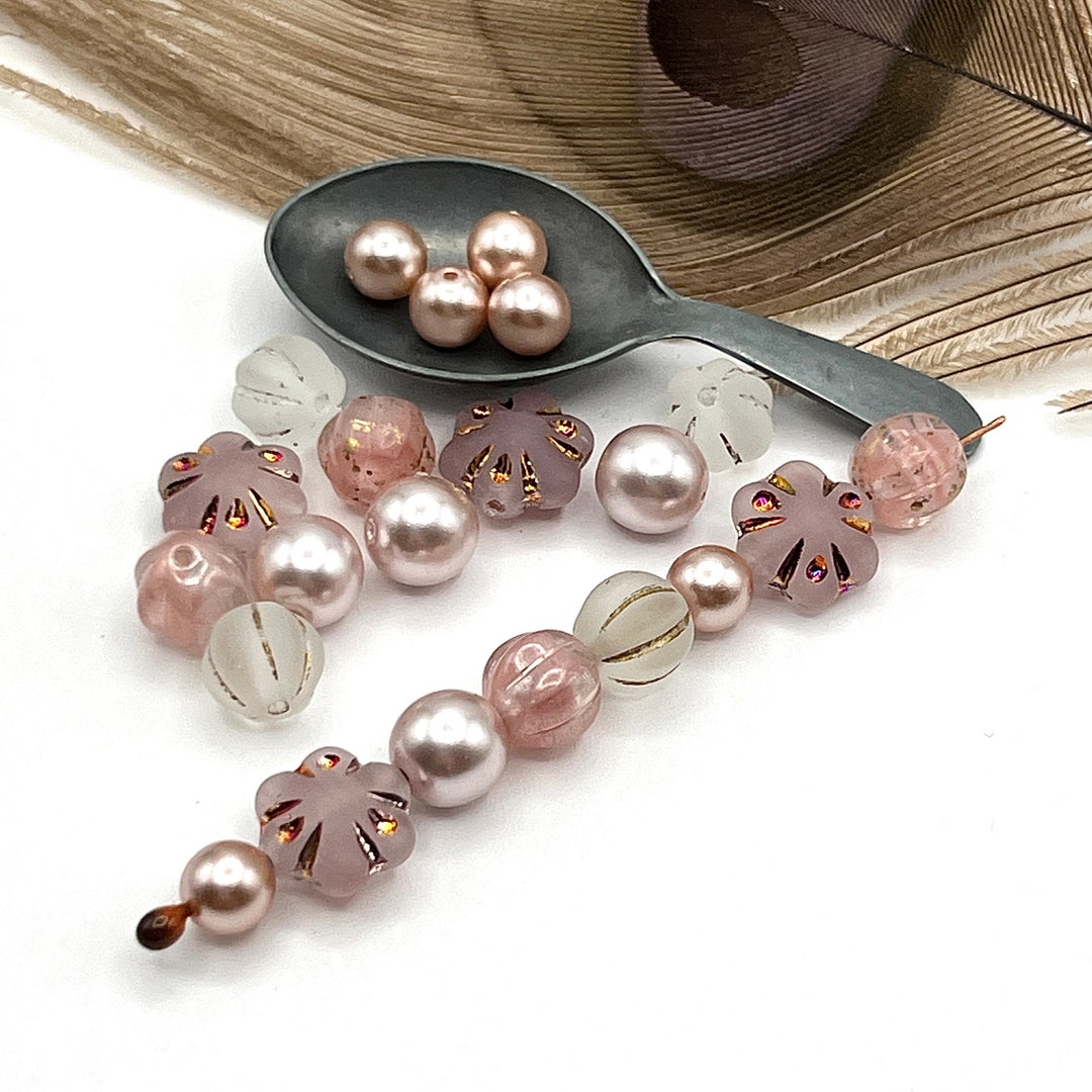 Crystal Pink Mixed Lot Beads, 8 Mm Melons, Premium Czech Glass Beads ...